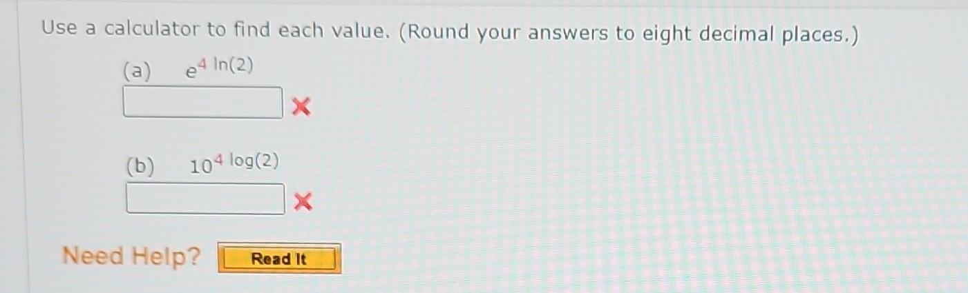 Solved Use a calculator to find each value. (Round your | Chegg.com
