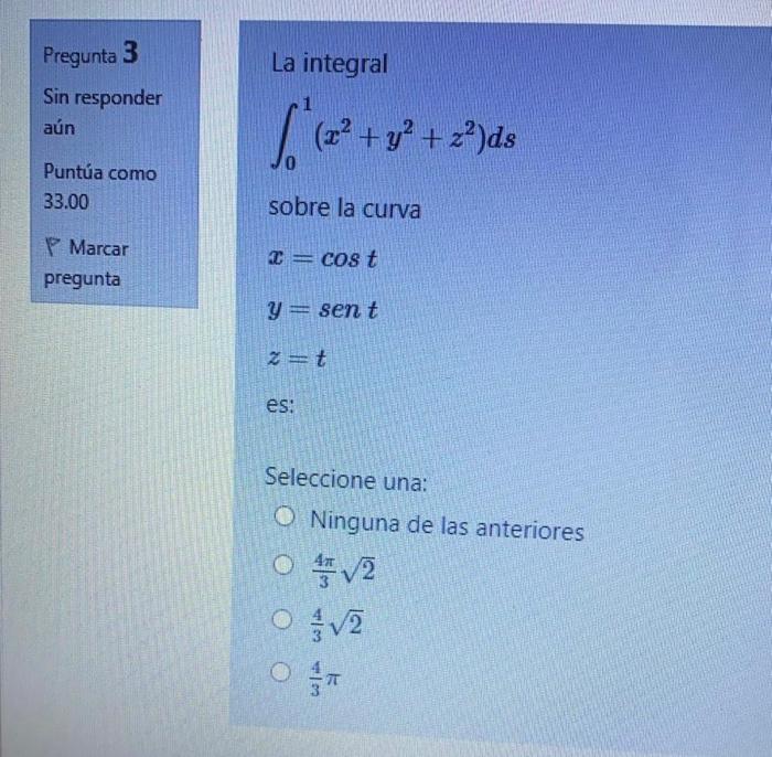 Solved The integral...Over the curve: x = cost, y = sint and | Chegg.com