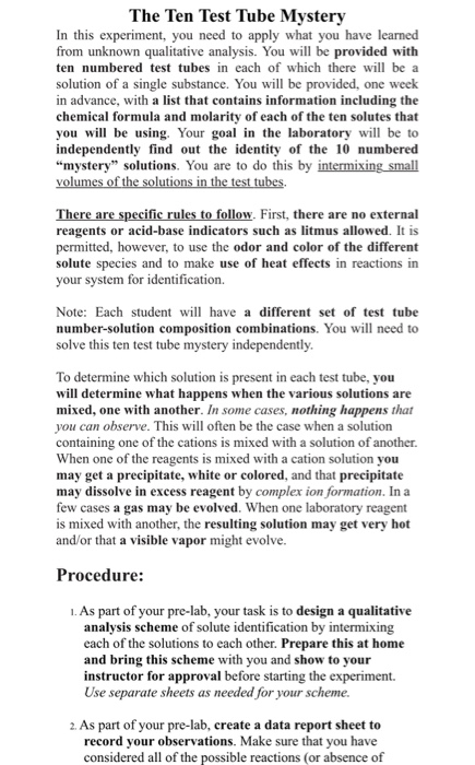 Solved Name Station Date CHM 112 The Ten Test Tube Mystery | Chegg.com