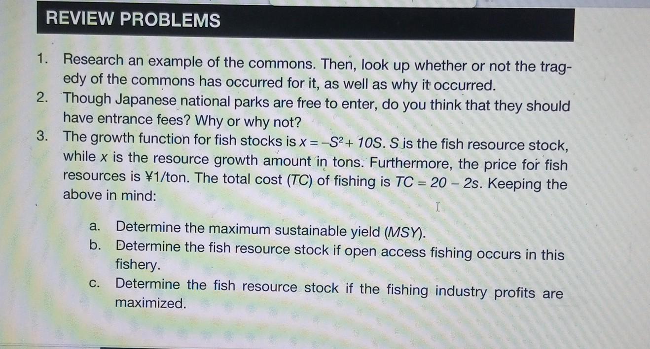 Solved 1. Research an example of the commons. Then, look up | Chegg.com