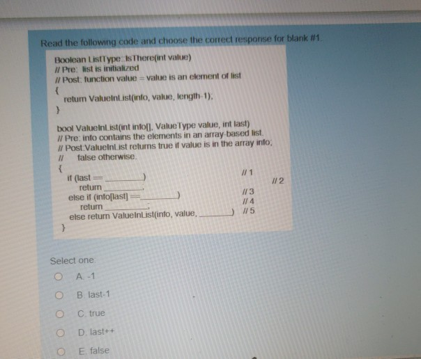 Solved Read the following code and choose the correct | Chegg.com