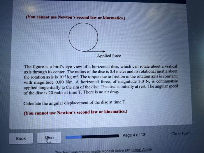 Solved (You cannot use Newton's second law or kinematics.) | Chegg.com