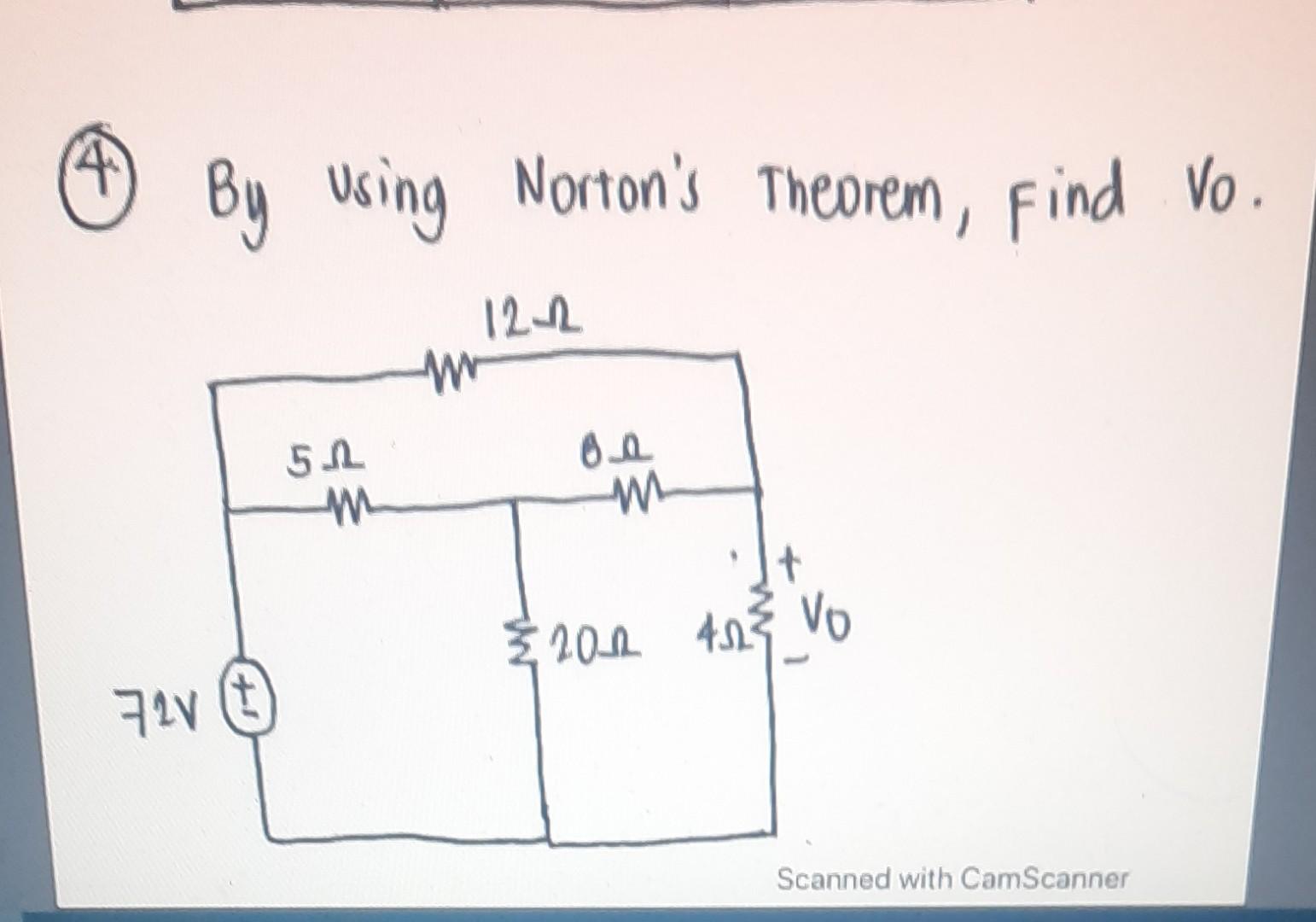 Solved (3.) By using Therenin's Theorem, find V0. (4) By | Chegg.com