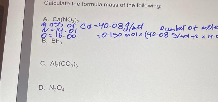 Solved Calculate the formula mass of the following: A. | Chegg.com