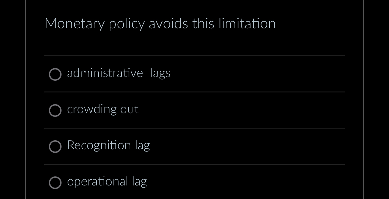 Solved Monetary policy avoids this limitation | Chegg.com