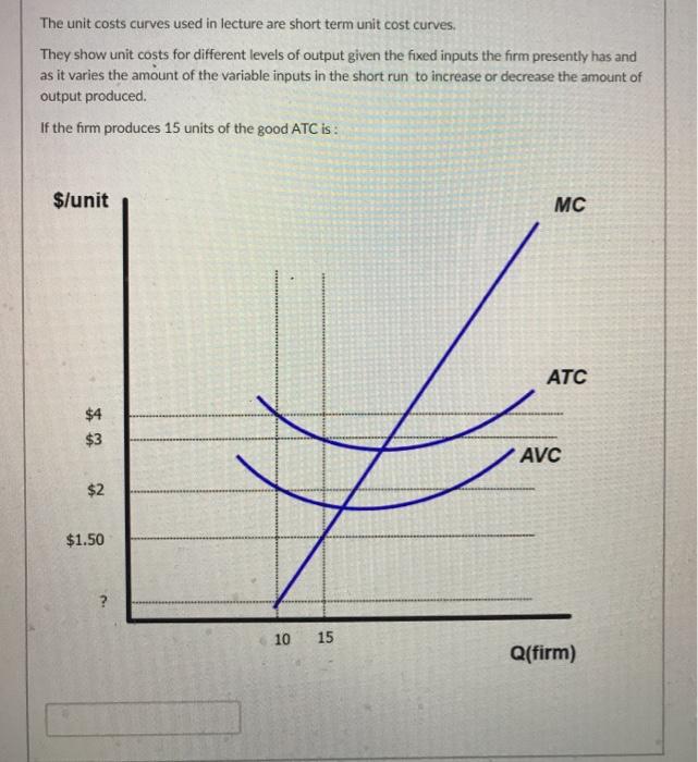 Solved The unit costs curves used in lecture are short term | Chegg.com