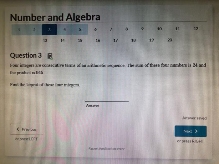 Solved Number and Algebra 1 2 3 4 5 6 Z 8 9 10 11 12 13 14 | Chegg.com
