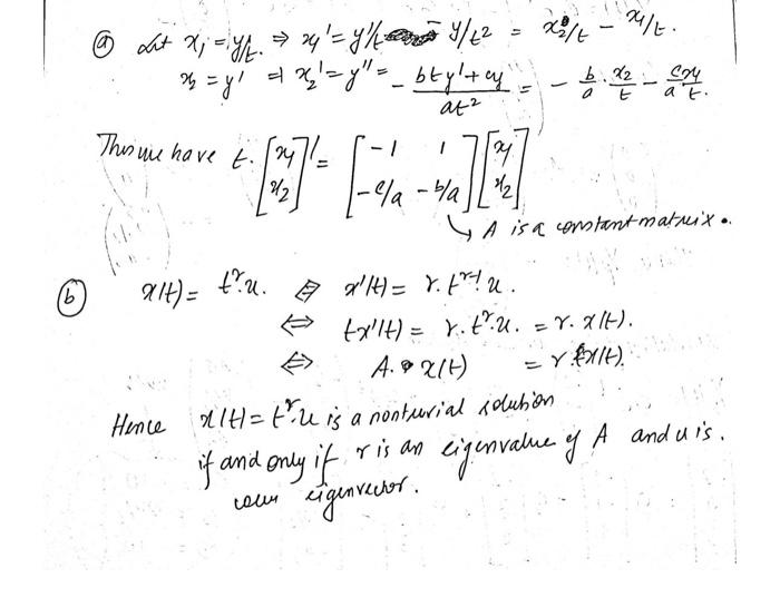 Solved (a) Show that the Cauchy-Euler equation | Chegg.com