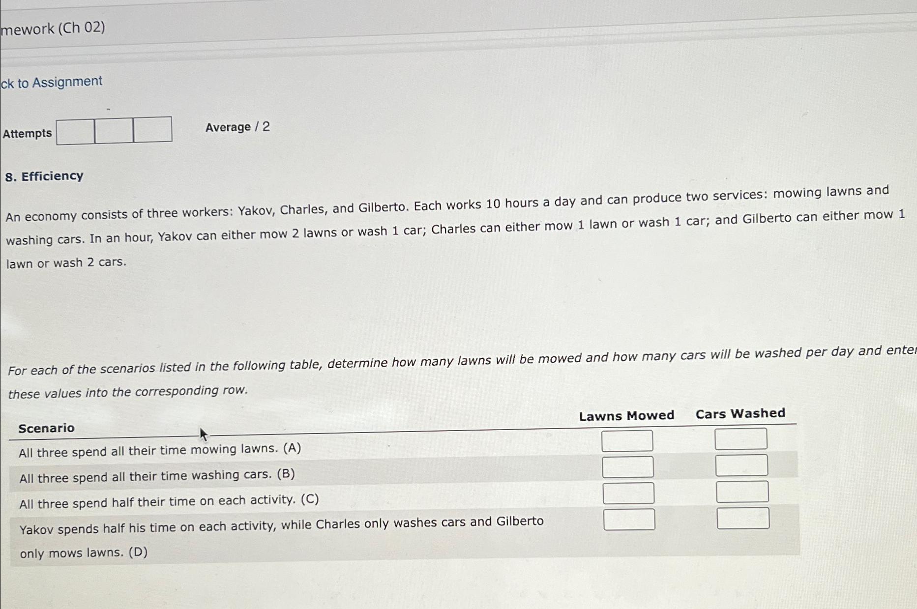 Solved mework (Ch 02)ck to AssignmentAttemptsAverage / 28. | Chegg.com