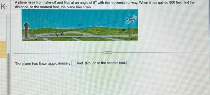 Solved A plane rises from take-off and flies at an angle of | Chegg.com