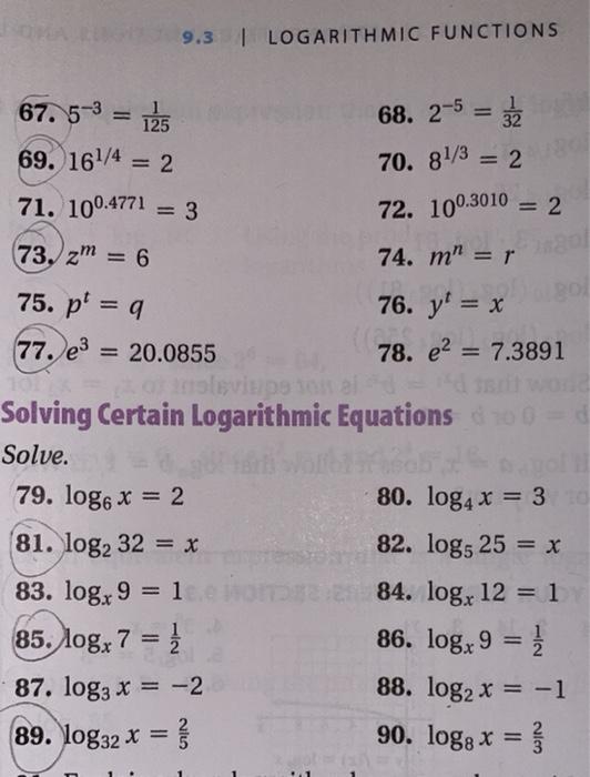 Solved Graphs of Logarithmic Functions Graph. 39. y = log10 | Chegg.com