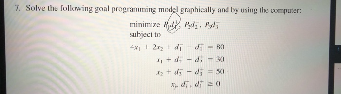 Solved 7 Solve The Following Goal Programming Model