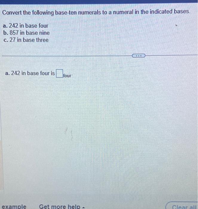 Solved Convert the following base-ten numerals to a numeral | Chegg.com