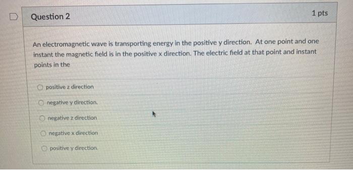 Solved An electromagnetic wave is transporting energy in the | Chegg.com