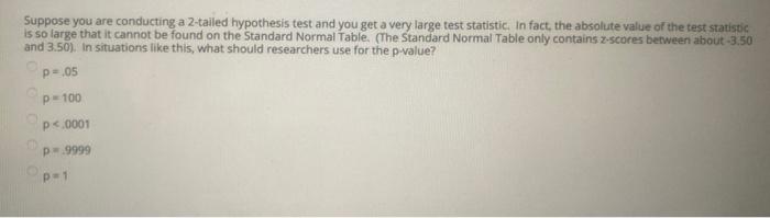 Solved Suppose You Are Conducting A 2 Tailed Hypothesis Test 5169