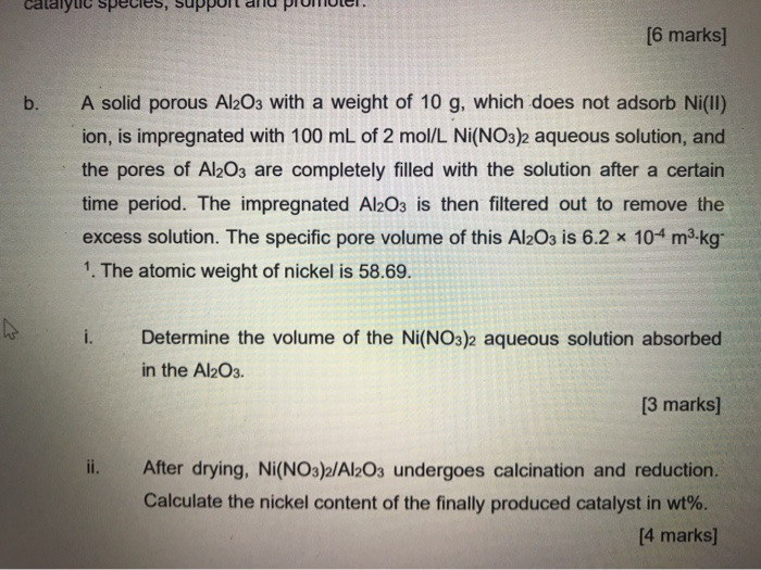 Solved i. determine volume of ni(no3)2 aqueous solution | Chegg.com