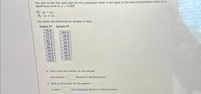 Solved You wish to test the claim that the first population | Chegg.com