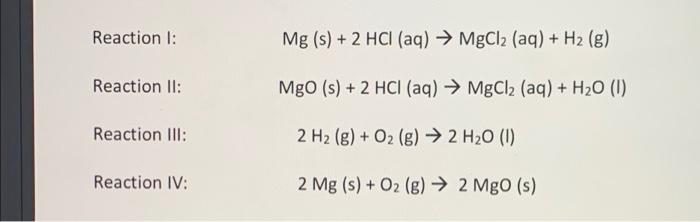 Solved Reaction 1: Mg(s) + 2 HCl (aq) → MgCl2 (aq) + Hz (g) | Chegg.com