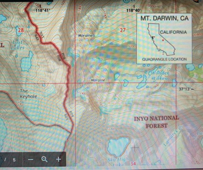 Solved MT. DARWIN, CA 22 CALIFORNIA 5 NATIONAL REST | Chegg.com