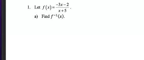 Solved Let f(x)=-3x-2x+5.a) ﻿Find f-1(x). | Chegg.com