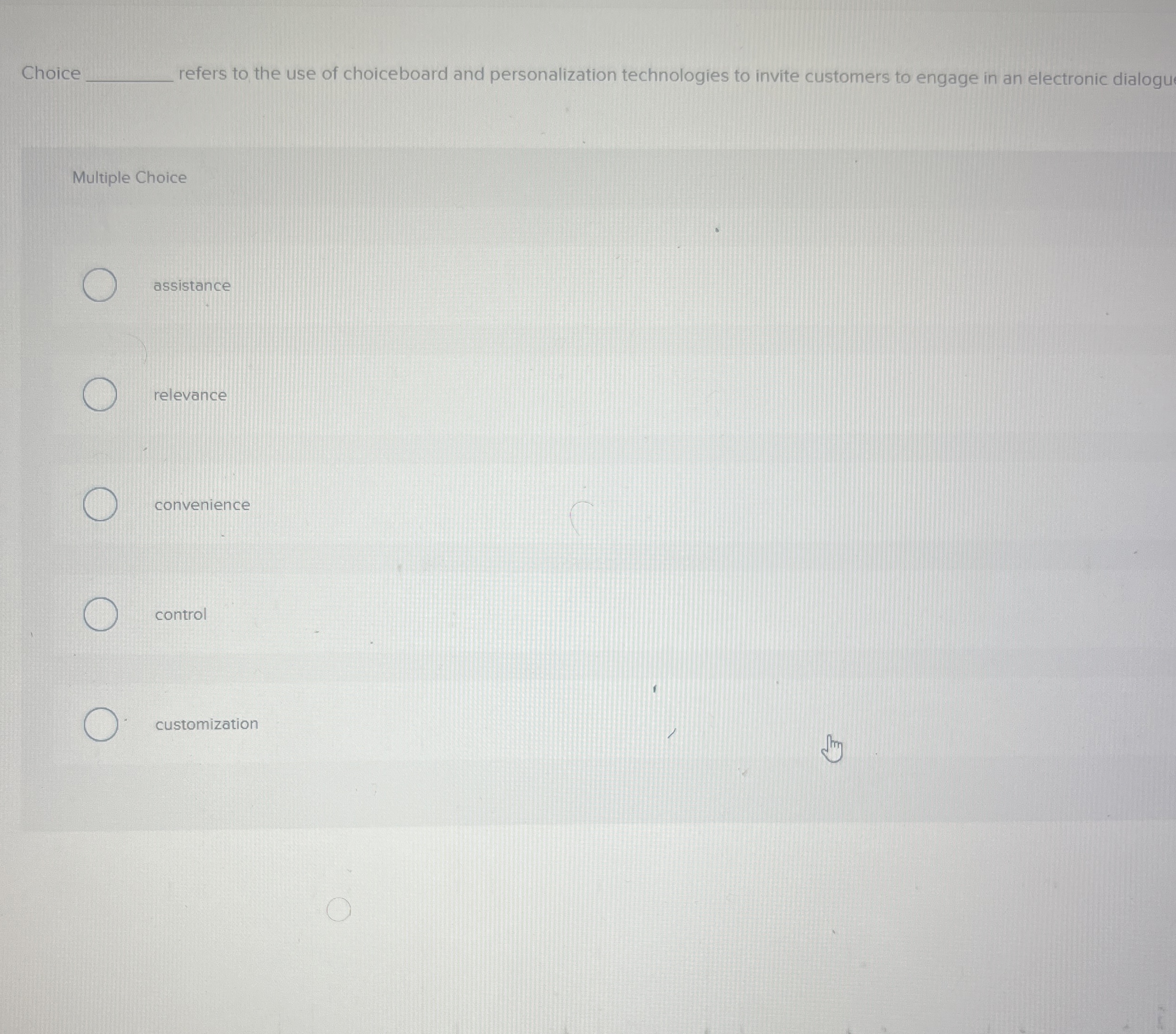 Solved Choice ﻿refers to the use of choiceboard and | Chegg.com