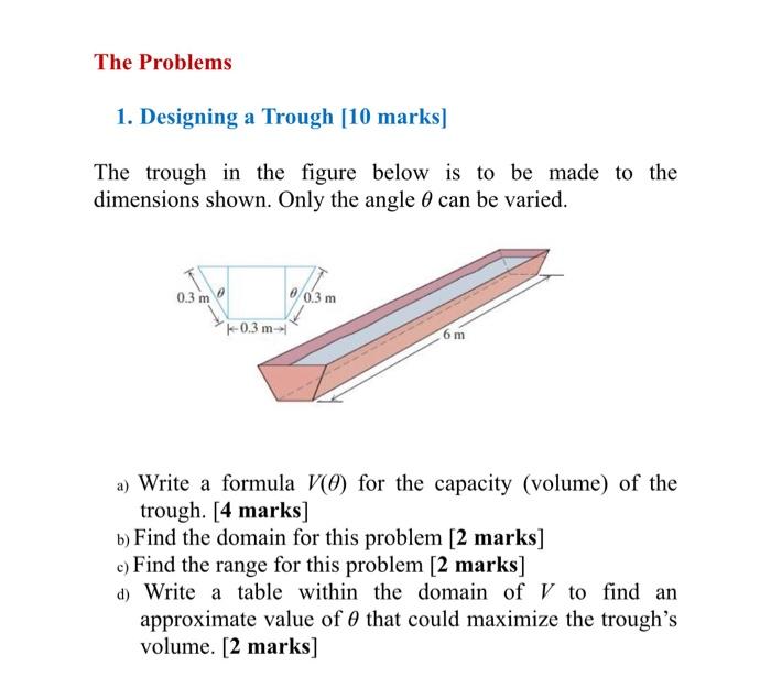 Solved The trough in the figure below is to be made to the | Chegg.com