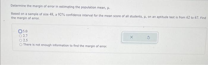 Solved Determine the margin of error in estimating the | Chegg.com