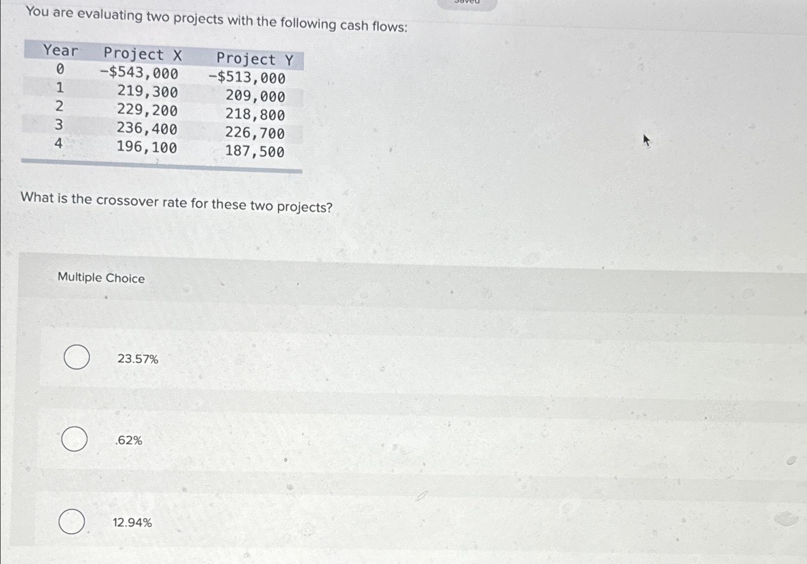 Solved You are evaluating two projects with the following | Chegg.com