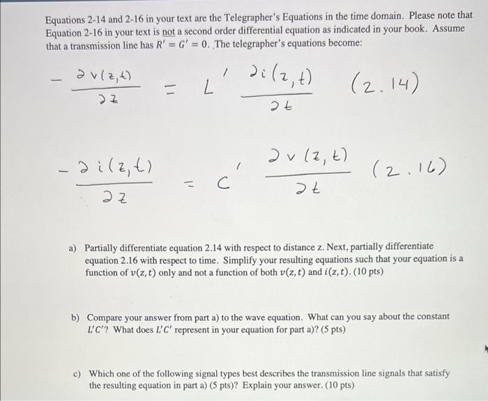 Solved Equations 2-14 and 2-16 in your text are the | Chegg.com