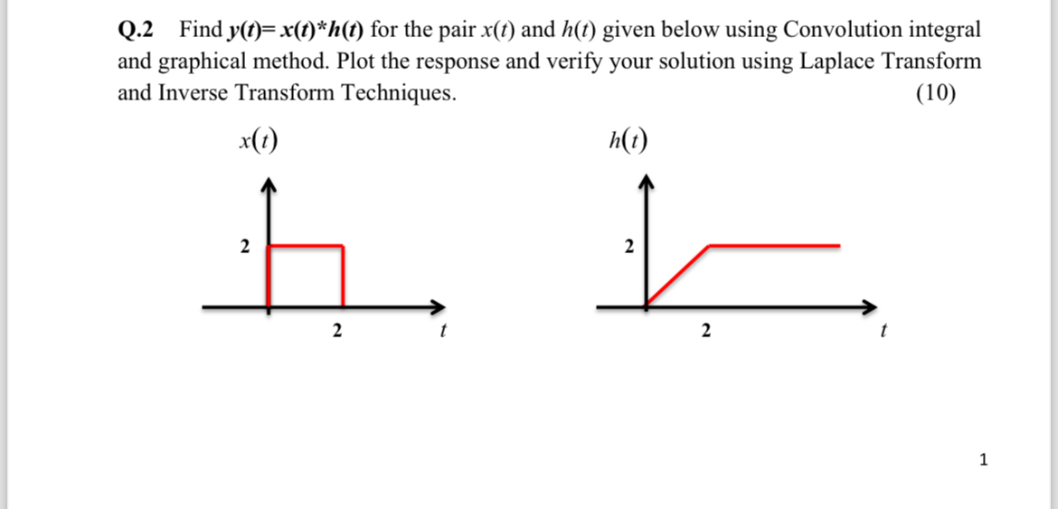 Solved Q. 2 ﻿Find y(t)=x(t)***h(t) ﻿for the pair x(t) ﻿and | Chegg.com