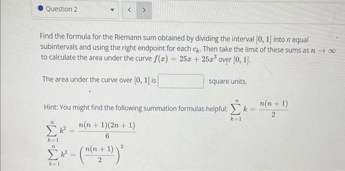 Solved Find the formula for the Riemann sum obtained by | Chegg.com