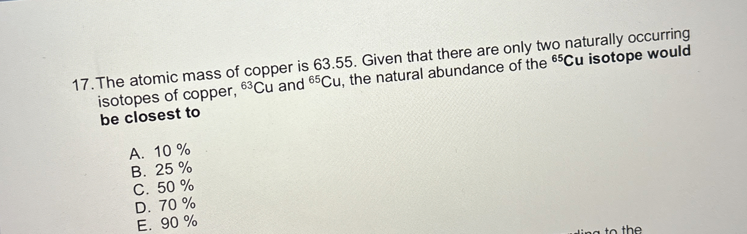 Solved The atomic mass of copper is 63.55 . ﻿Given that | Chegg.com