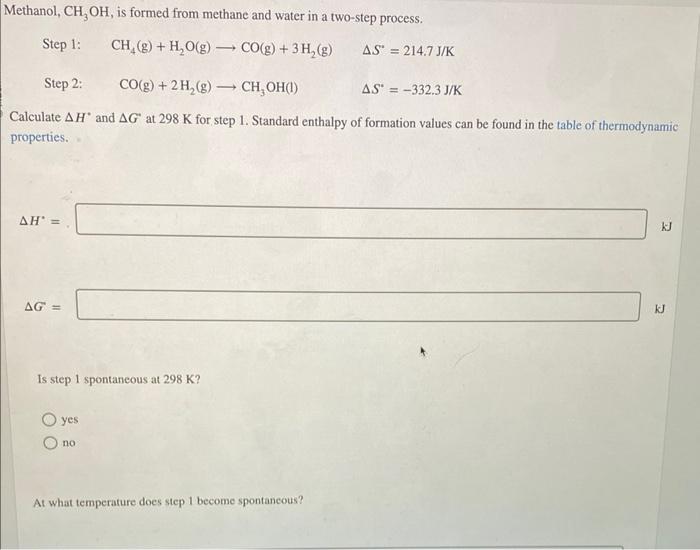 Solved Methanol, CH3OH, is formed from methane and water in | Chegg.com
