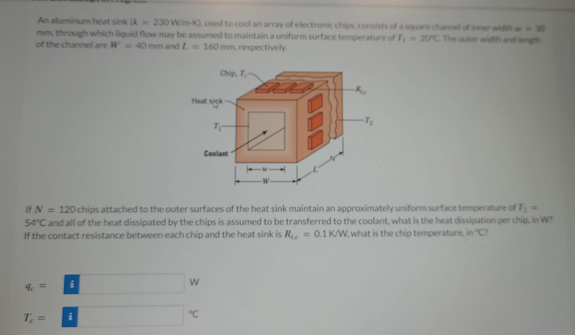 Solved An aluminum heat sink (k=230 W/m⋅K), used to cool an | Chegg.com