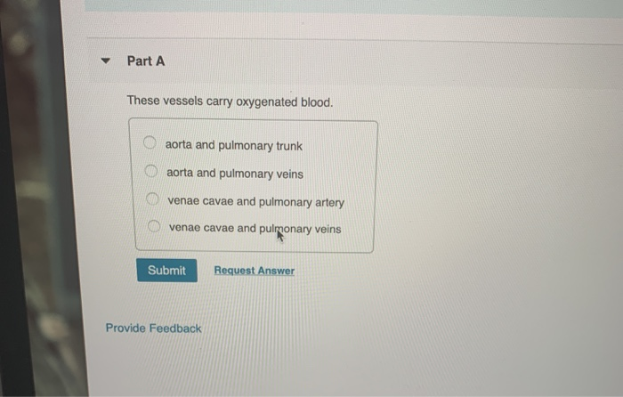 Solved Part A These vessels carry oxygenated blood. aorta | Chegg.com
