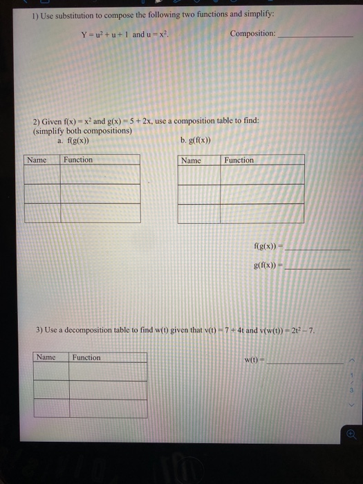 Solved 1) Use substitution to compose the following two | Chegg.com