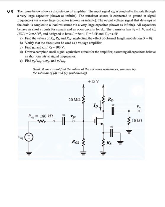 Solved I) The figure below shows a discrete-circuit | Chegg.com