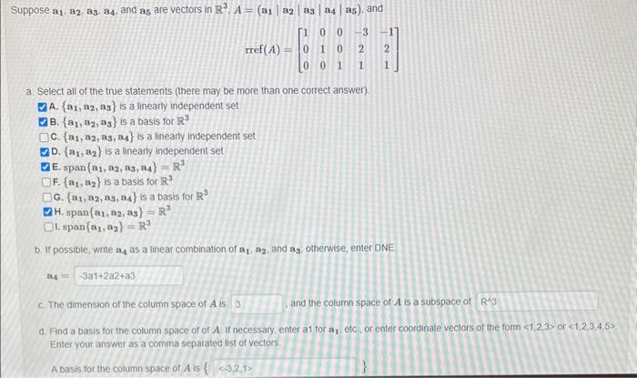 Solved Suppose a1,a2,a3,a4, and a5 are vectors in | Chegg.com