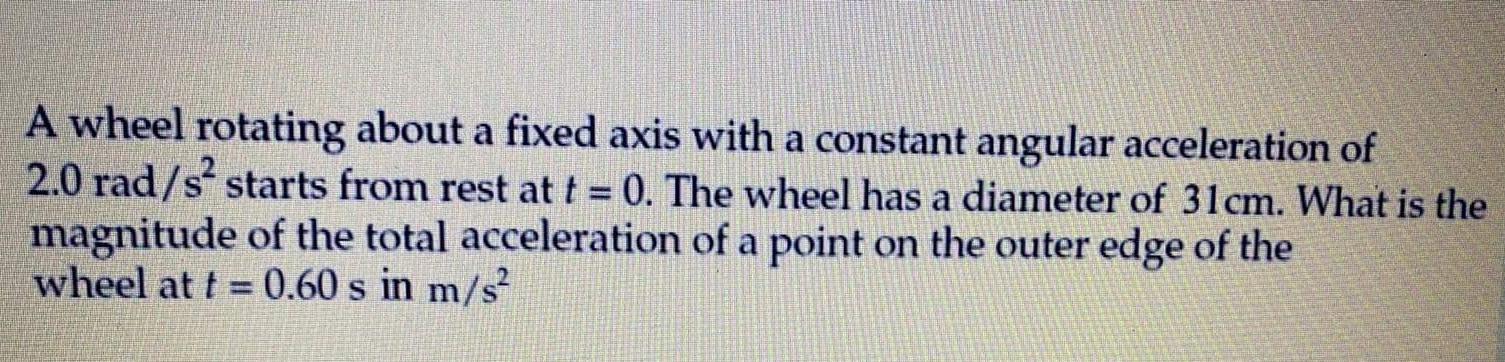 Solved A wheel rotating about a fixed axis with a constant | Chegg.com