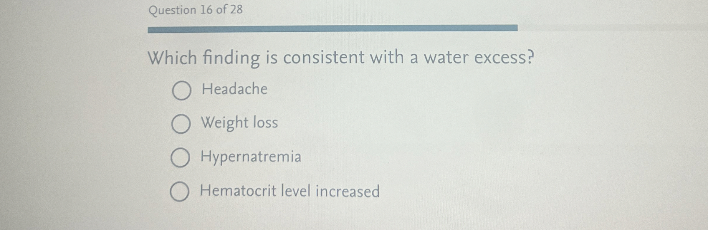 Solved Which finding is consistent with a water | Chegg.com