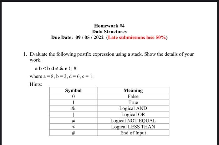 Solved Homework #4 Data Structures Due Date: 09/05 / 2022 | Chegg.com