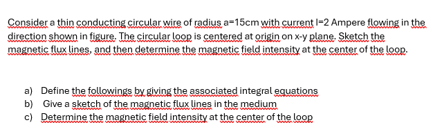 Solved Consider a thin conducting circular wire of radius a | Chegg.com