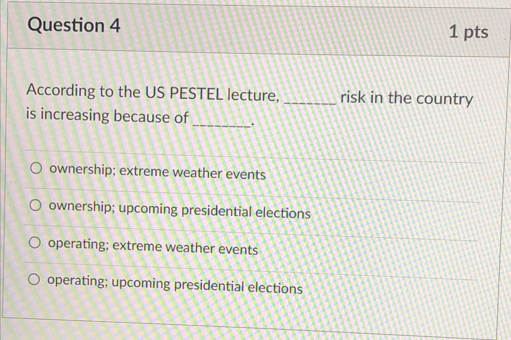 Solved Question 41 ﻿ptsAccording to the US PESTEL lecture, | Chegg.com
