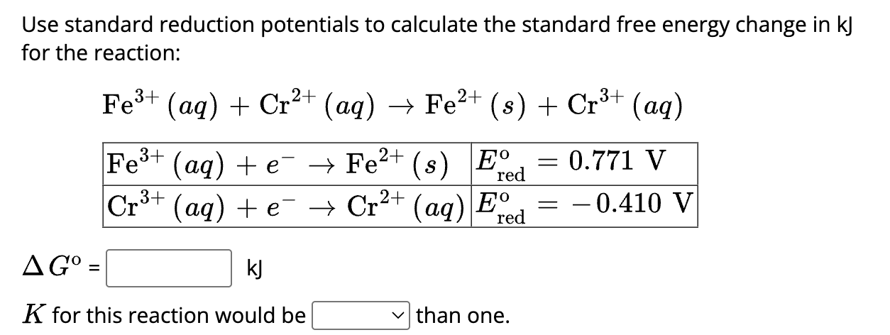 Use Standard Reduction Potentials To calculate The