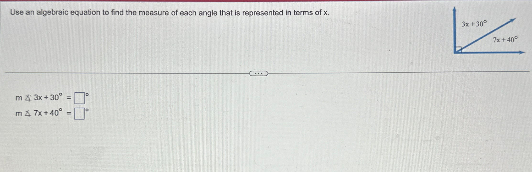 Solved Use an algebraic equation to find the measure of each | Chegg.com