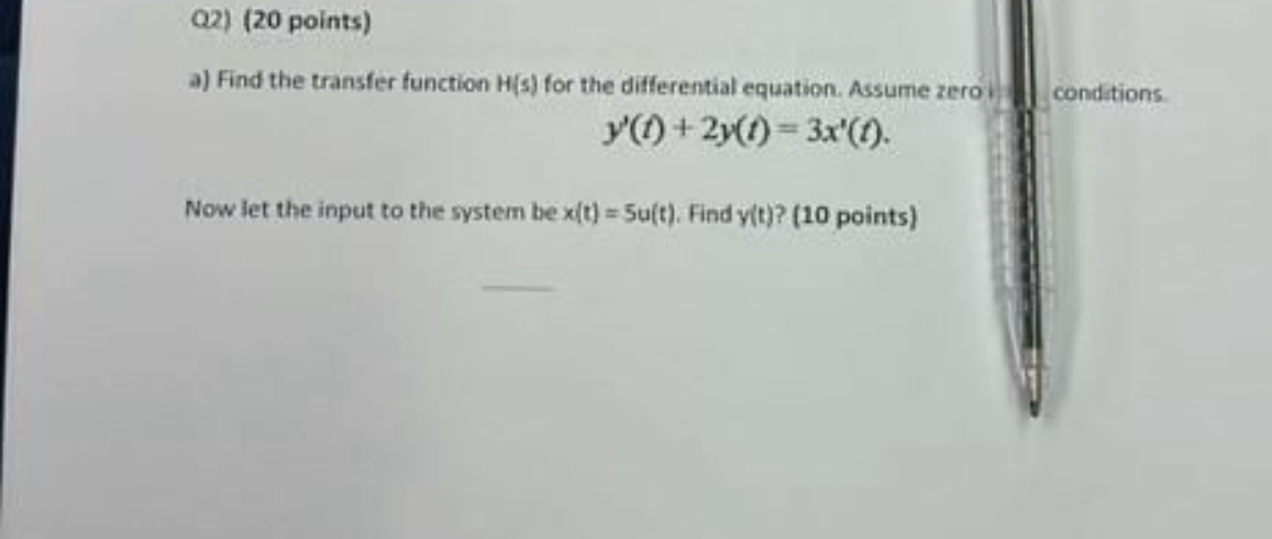Solved Q2) (20 ﻿points)a) ﻿Find the transfer function H(s) | Chegg.com