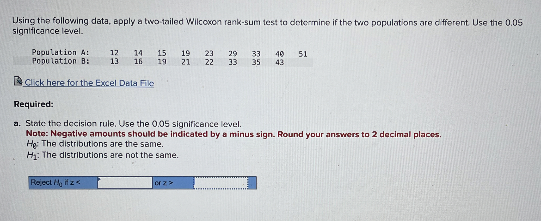 Using the following data, apply a two-tailed Wilcoxon | Chegg.com