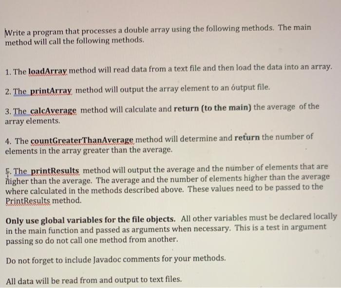 Solved Write a program that processes a double array using | Chegg.com