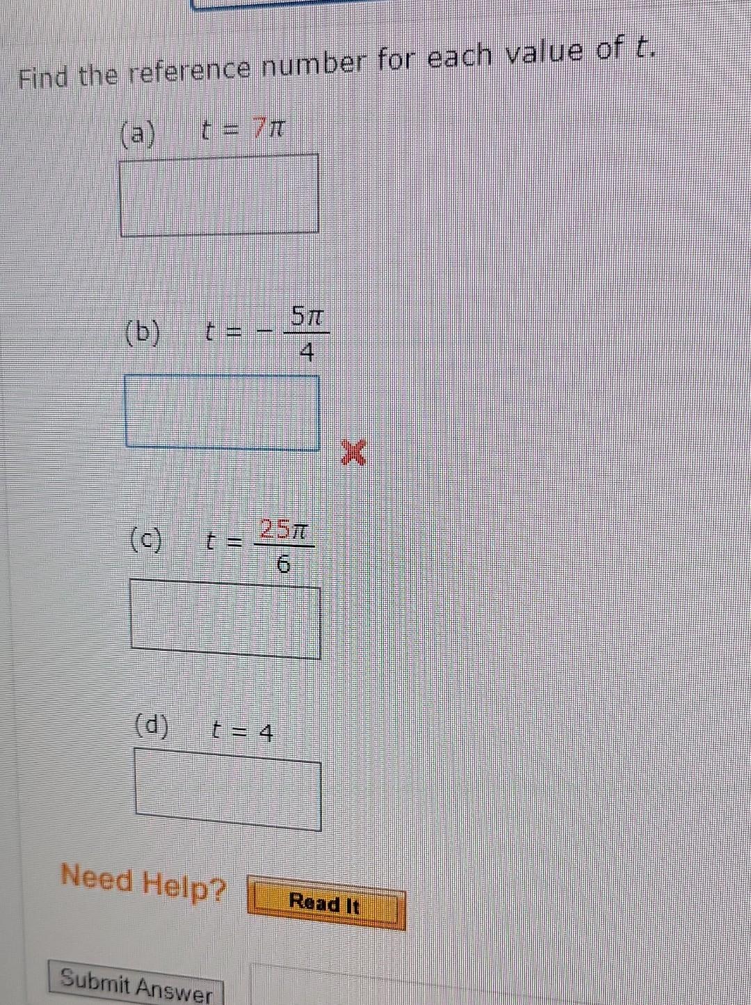 Solved Find the reference number for each value of t. (a) | Chegg.com