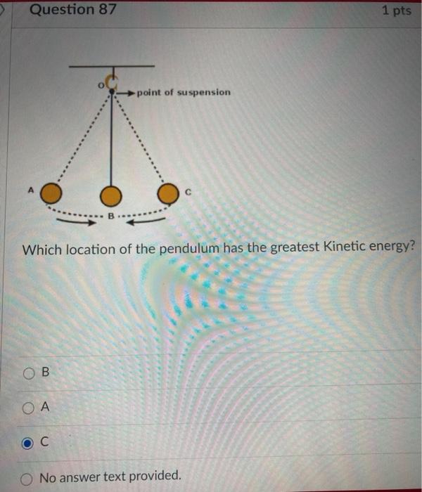 Solved Question 88 1 pts point of suspension Which location | Chegg.com